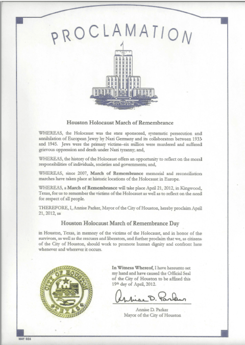 2013 - Holocaust Remembrance Association